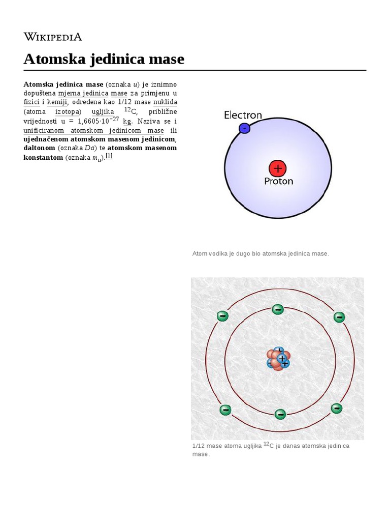 Atomska Jedinica Mase | PDF