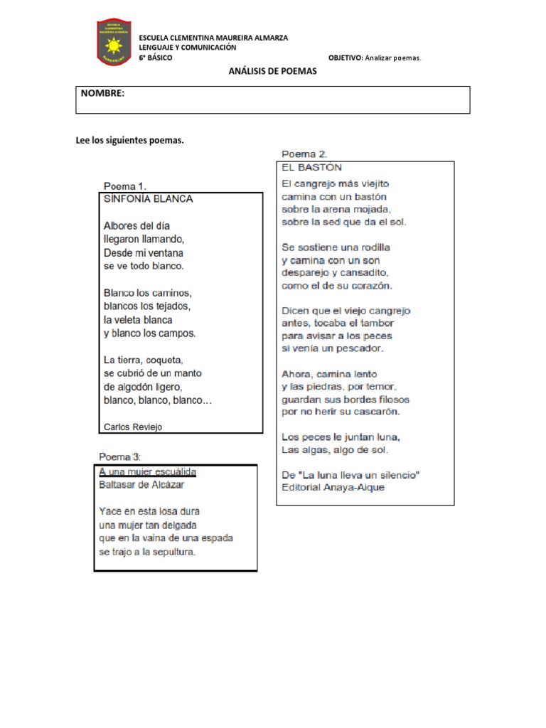 Análisis de Poemas 6° | PDF