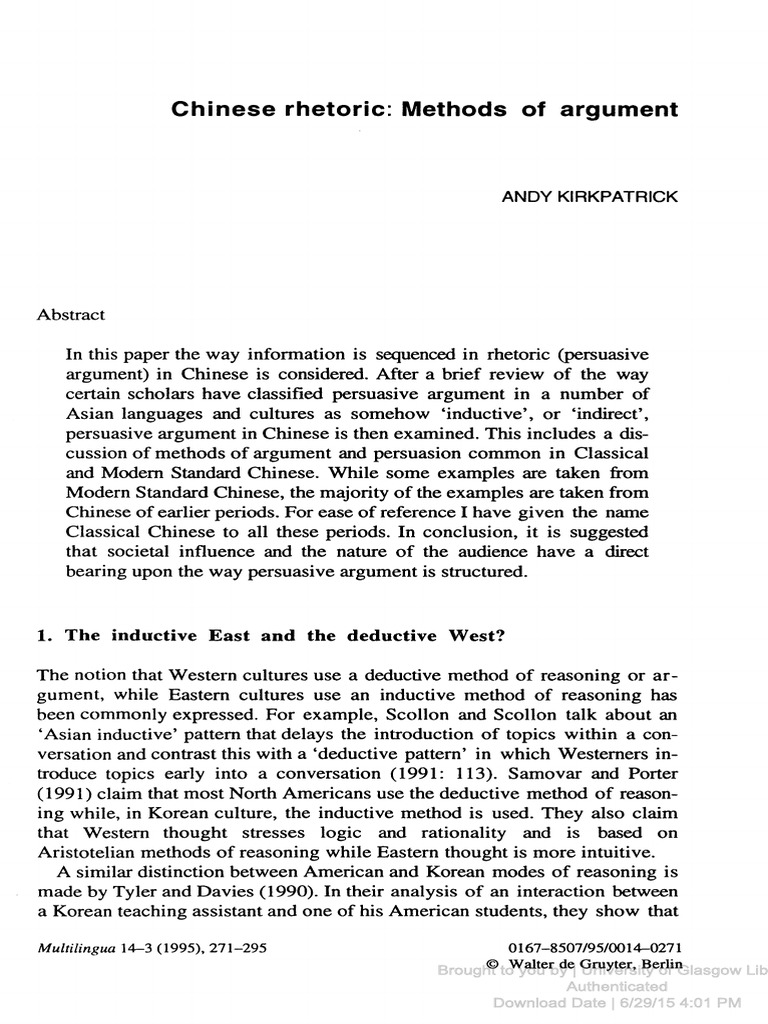 artigo - Chinese rhetoric - Methods of argument.pdf | PDF | Argument ...