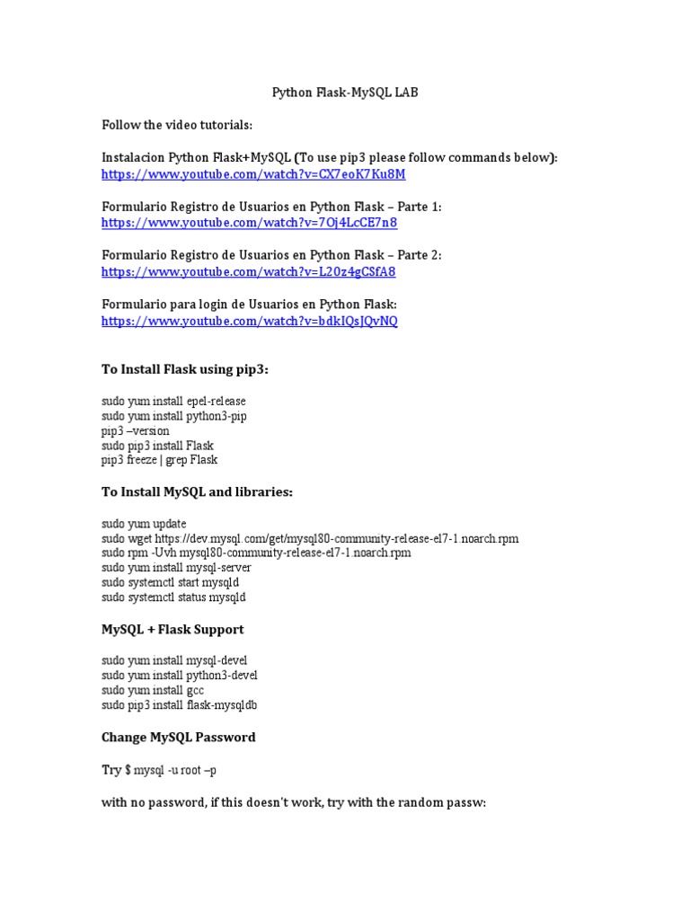 2022 03 Python Flask Mysql Lab Pdf Sudo My Sql