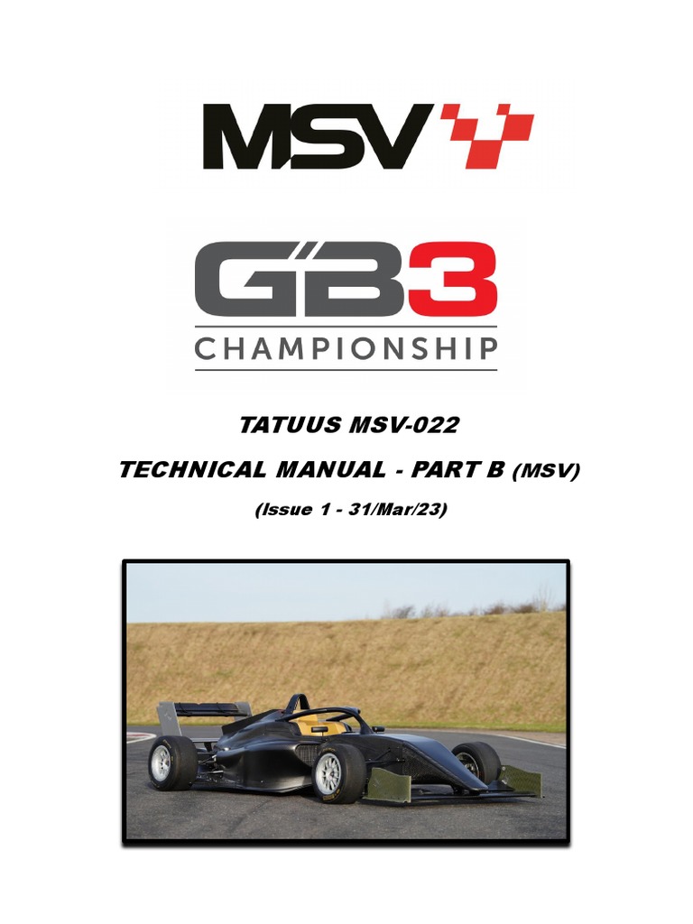 Tatuus-MSV 022 Technical Manual V1.2 - Part B - 2023 | PDF | Clutch | Manual Transmission