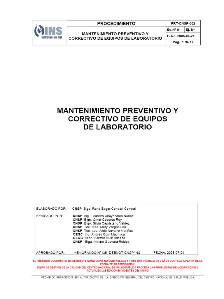 MANTENIMIENTO PREVENTIVO Y CORRECTIVO DE EQUIPOS DE LABORATORIO - PDF Free Download.pdf | PDF