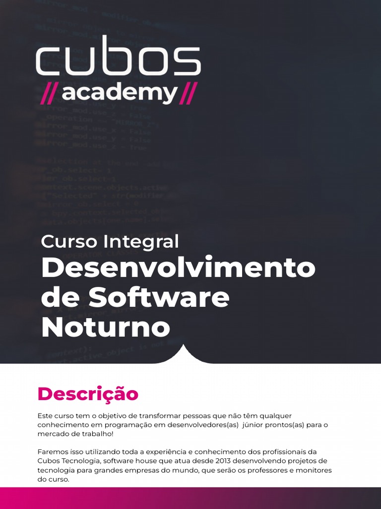 Curso Noturno de Desenvolvimento de Software: Uma Jornada para se ...