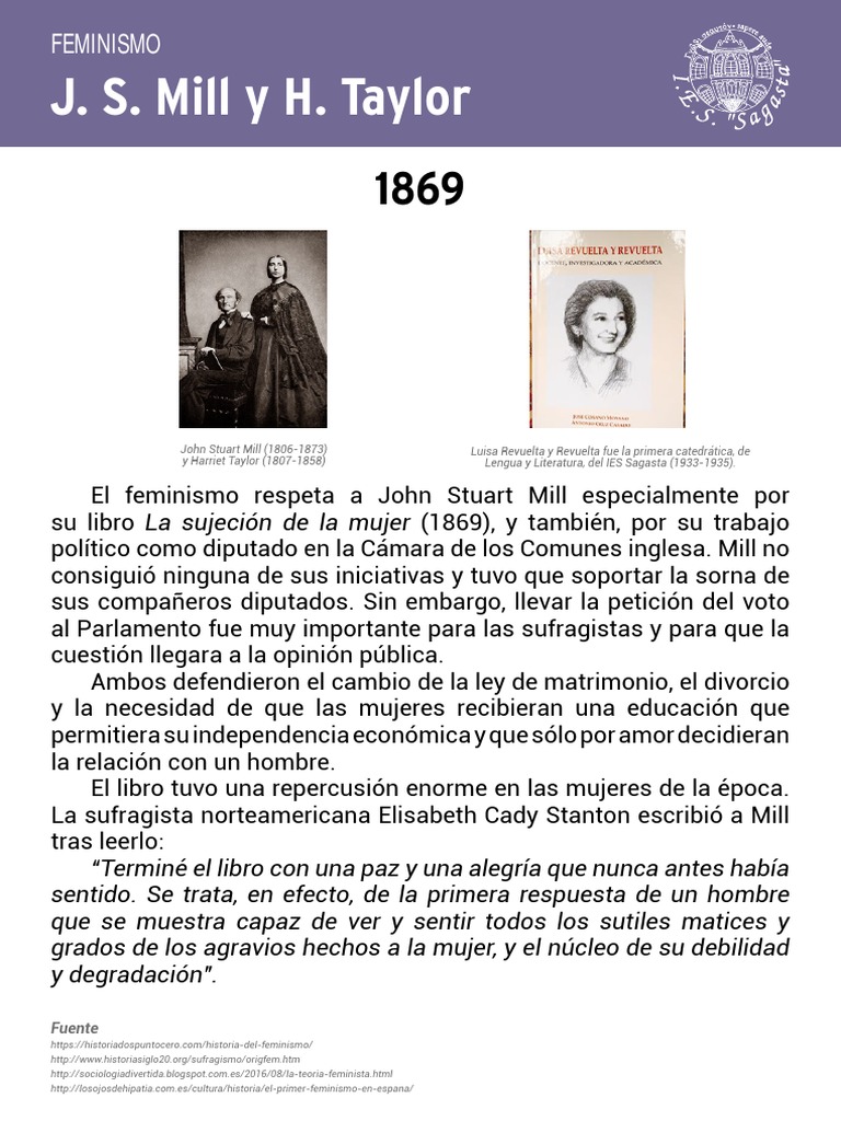1869 - J. S. Mill y H. Taylor (Feminismo) PDF | PDF 1869 - J. S. Mill y H. Taylor (Feminismo) PDF | PDF