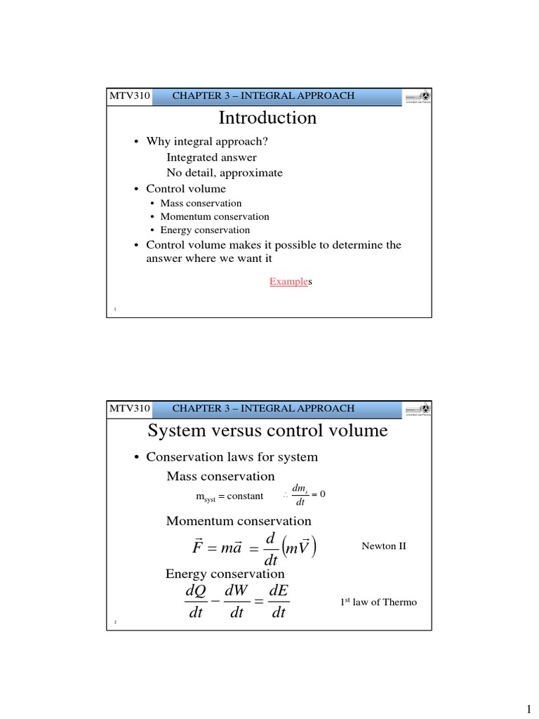 MTV310 Chapter3-1 Complete | PDF | Fluid Dynamics | Momentum