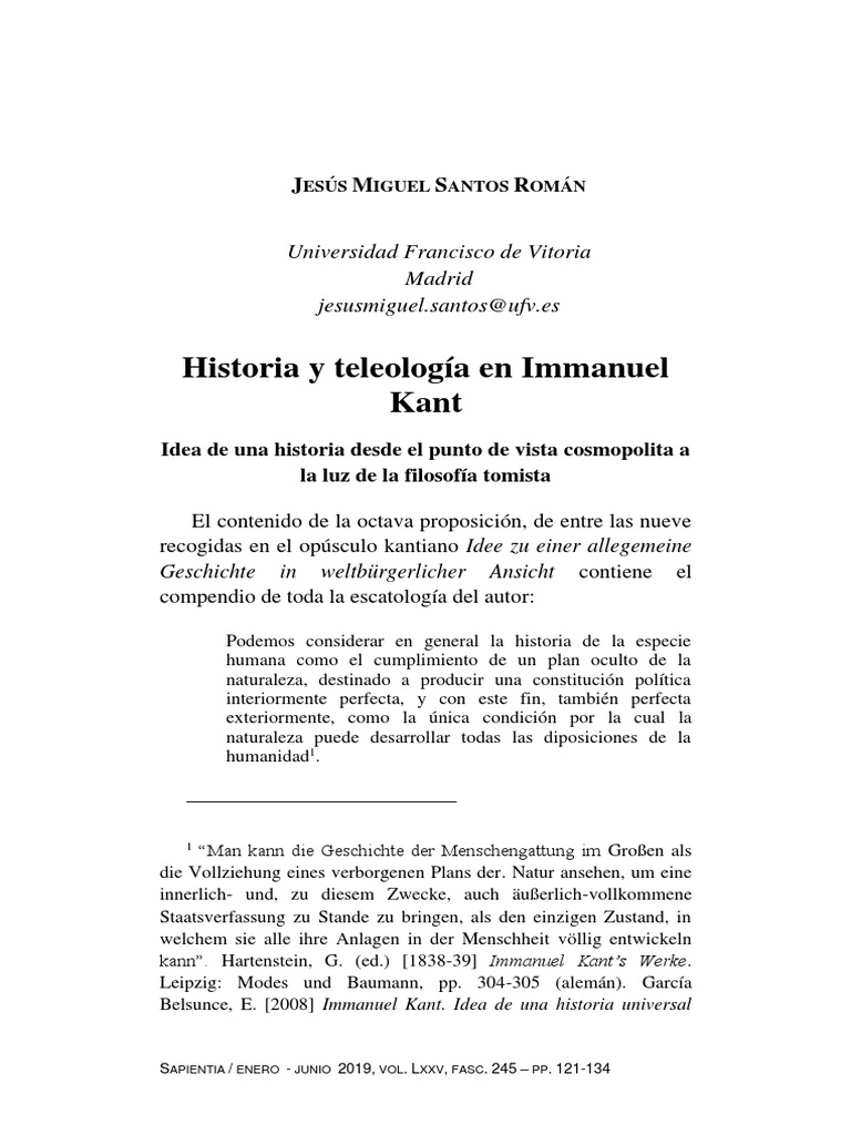 Kant y la teleología en la historia humana | PDF | Immanuel Kant ...