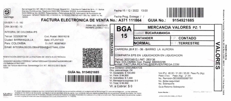 Guia Servientrega | PDF