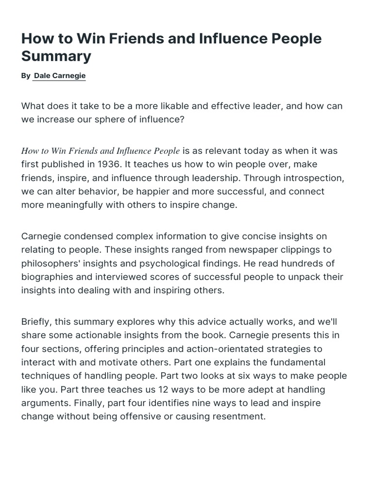 How to Win Friends: Key Insights | PDF | Leadership | Feeling