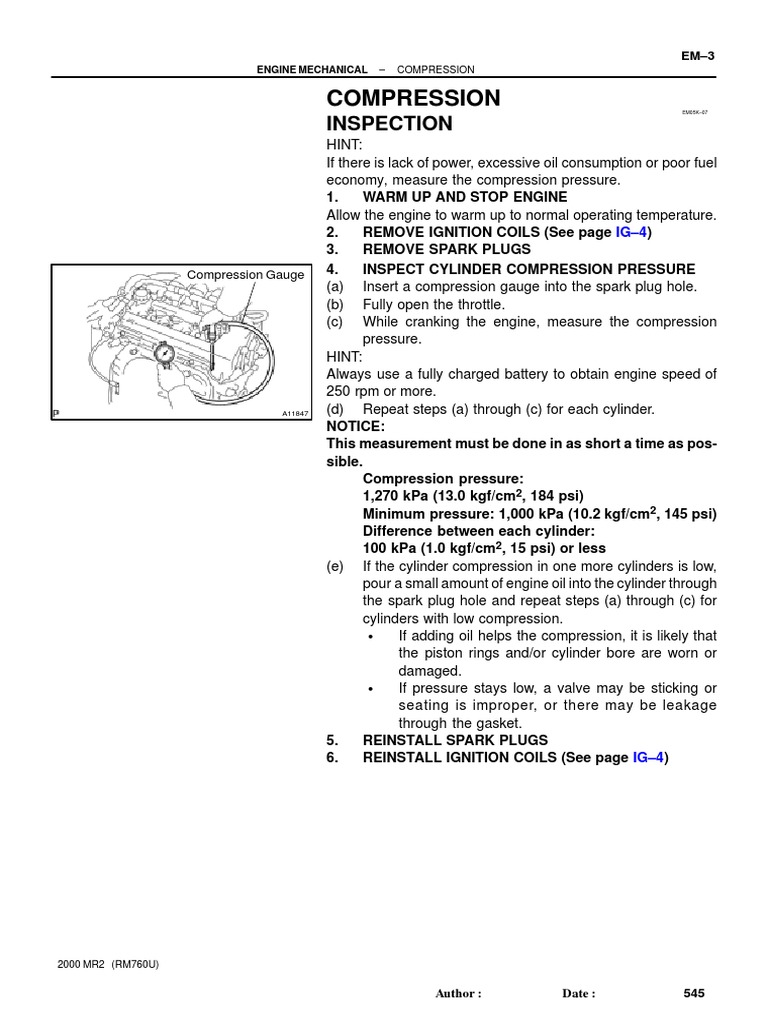 02 - Compression - Inspection | PDF | Internal Combustion Engine ...