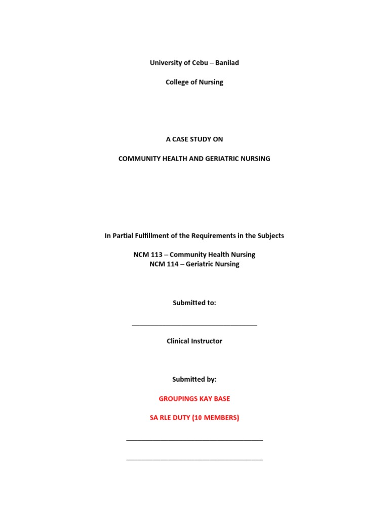 Case Study Template NCM 113 114 Format | Download Free PDF | Nursing ...