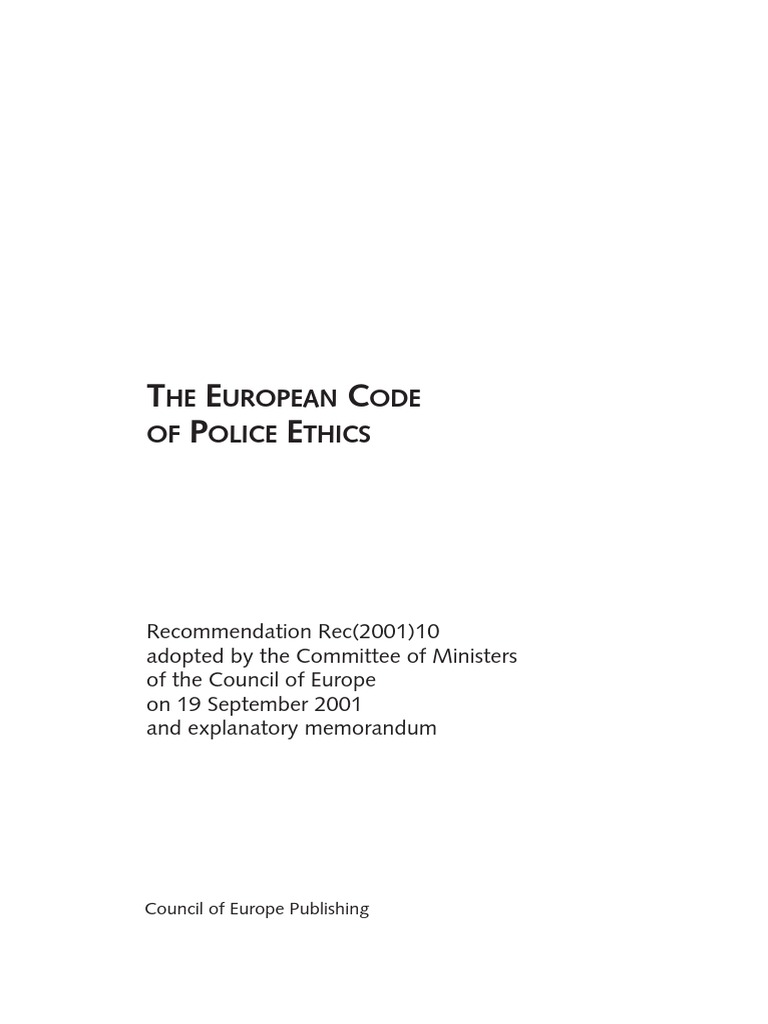 European Code of Police Ethics (English) | PDF | Police | Rule Of Law