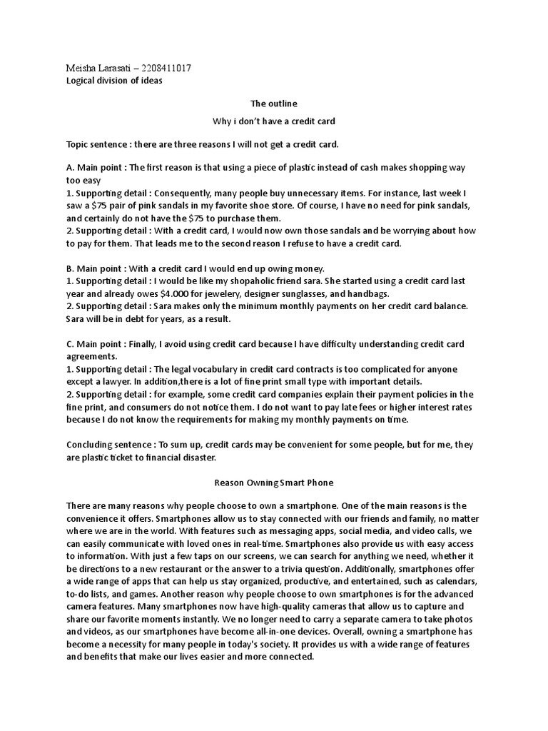 Meisha Larasati - Paragraph (Logical Division of Ideas) | PDF ...