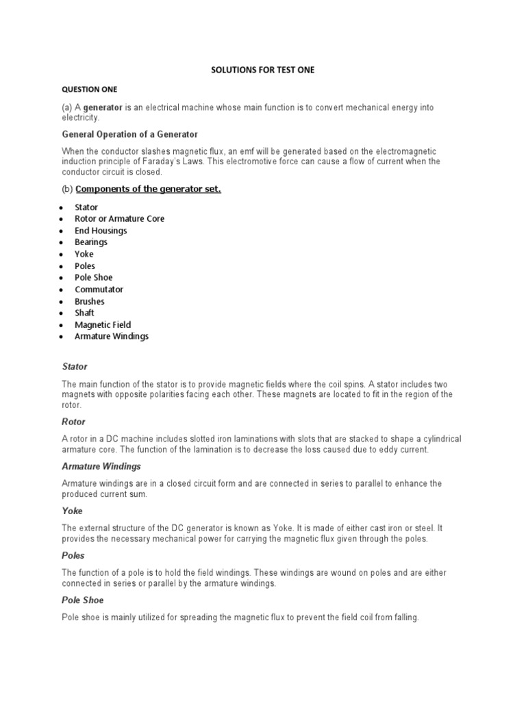 Solutions For Test One | PDF | Machines | Manufactured Goods