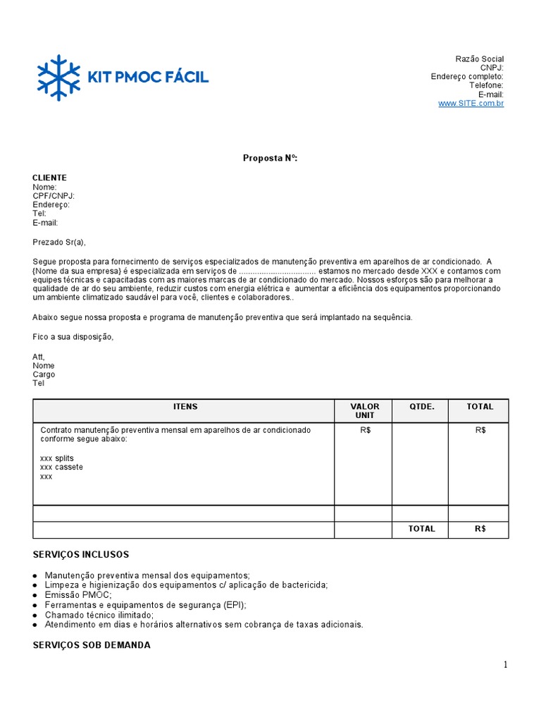 Modelo de Proposta Comercial | PDF | Ar condicionado