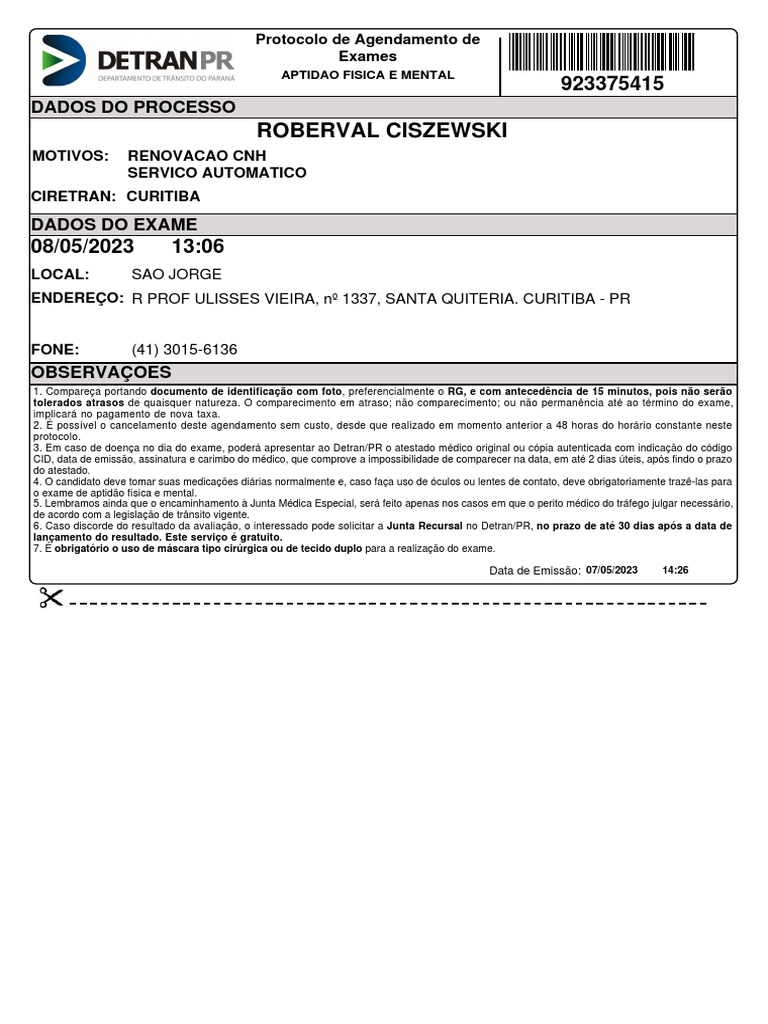 ProtocoloAgendamento PDF | PDF | Direito