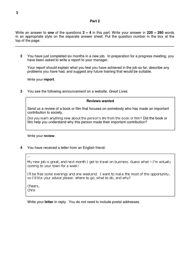 C1 Advanced Sample Paper 1 Writing 3 | PDF
