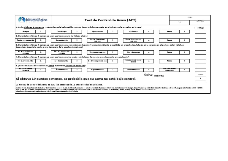 Test de Control del Asma (ACT) | PDF | Asma | Enfermedades respiratorias