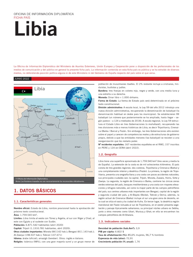 Libia - Ficha Pais PDF | PDF | Libia | Gobierno de acuerdo nacional