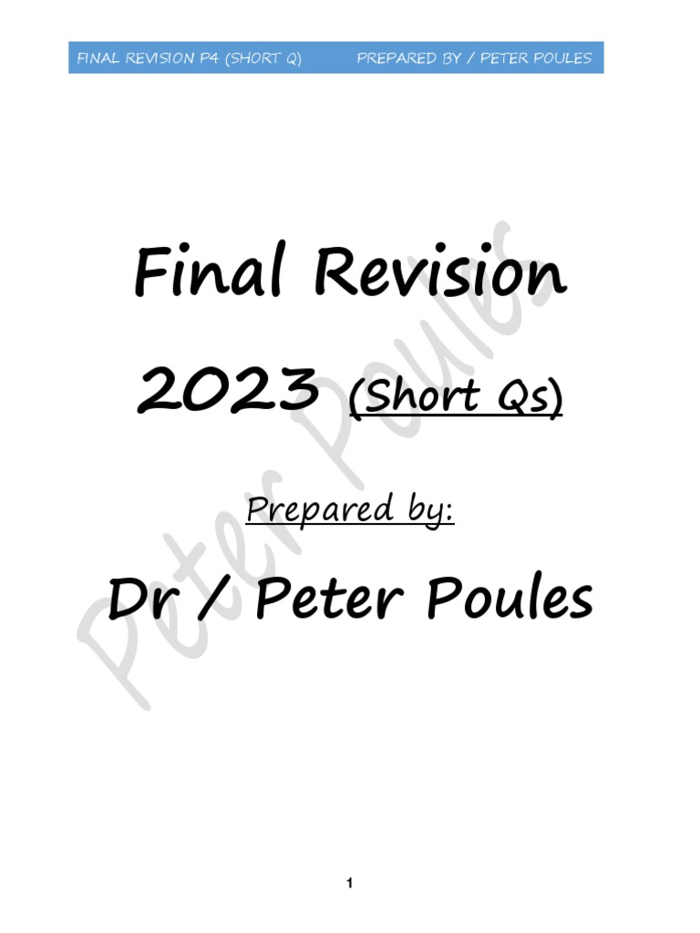 Final Revision Short Qs PDF | PDF | Hydrogen | Chemical Compounds