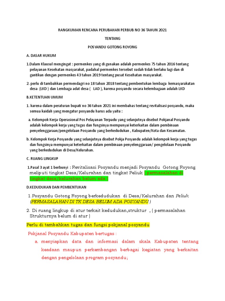 Rangkuman Rencana Perubahan Perbub No 36 Tahun 2021 | PDF | Karier ...