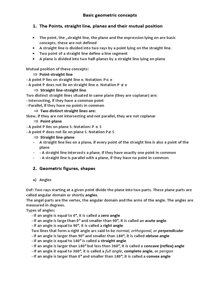 Basic Geometric Concepts | PDF | Triangle | Euclidean Geometry