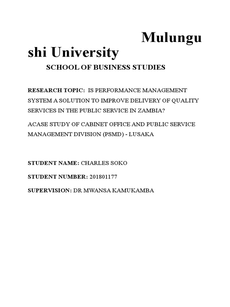 Proposal Mulungushi Masters Word 1 PDF Data Sampling Statistics 