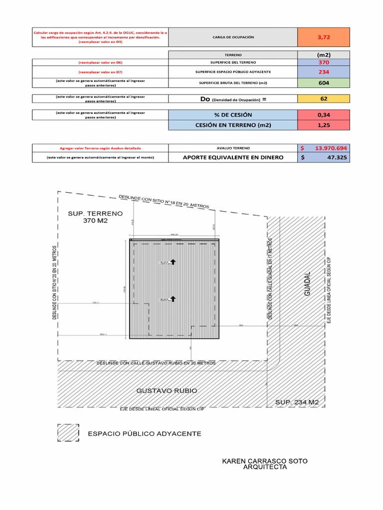 CALCULO APORTE ESPACIO PÚBLICO | PDF