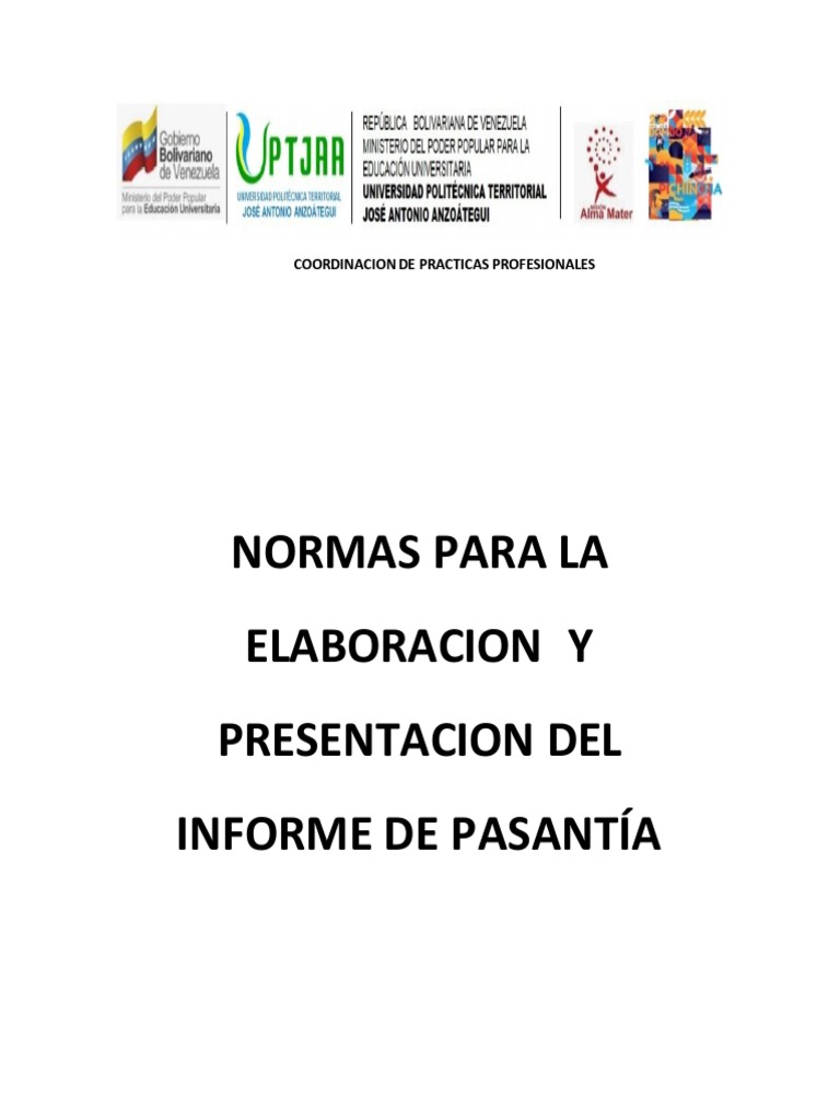 Normas y lineamientos para la elaboración y presentación del informe de pasantía | PDF ...