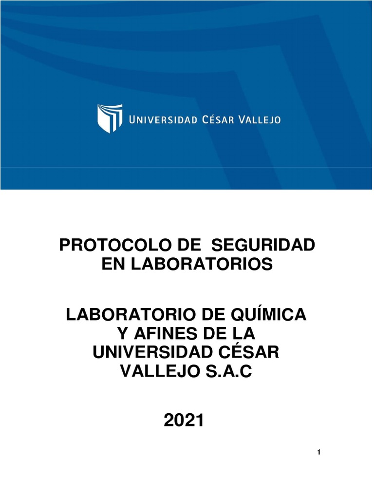 Anexo 5 - Protocolo de Seguridad en Laboratorio de Quimica y Afines de La Ucv 2021 - V4 PDF ...