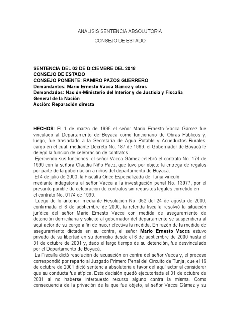 Analisis Sentencia Absolutoria | PDF