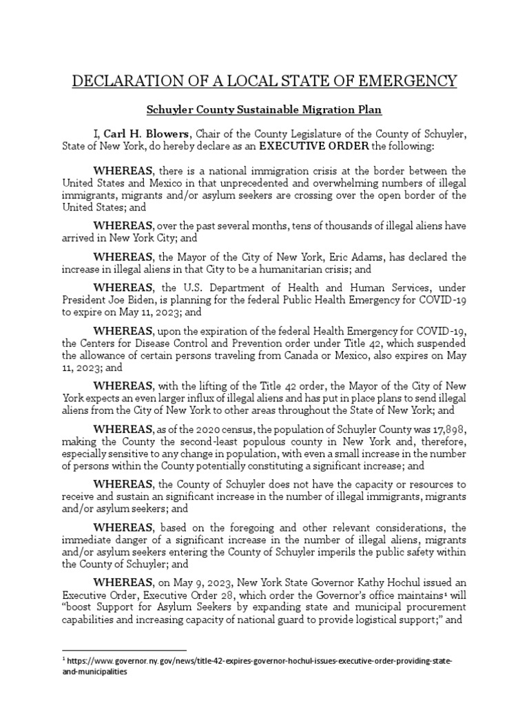 Schuyler County Executive Order 2023 05 11 | PDF | Legal Remedy ...