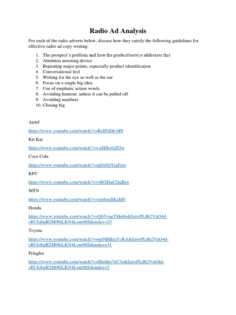 Radio Ad Analysis | PDF