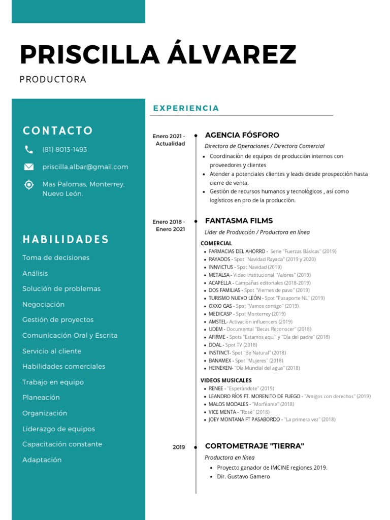 Priscilla Álvarez: Productora y Directora | PDF | Negocios