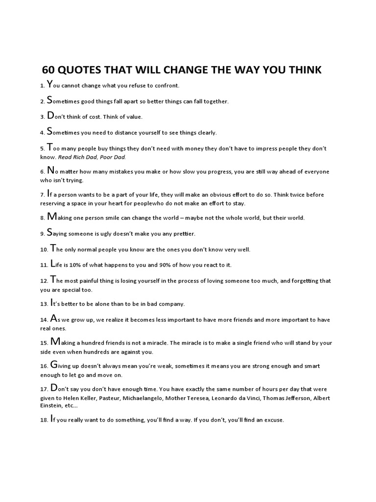 60 Quotes That Will Change The Way You Think | PDF