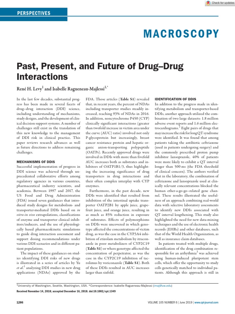Past, Present, and Future of Drug-Drug Interactions PDF | PDF ...