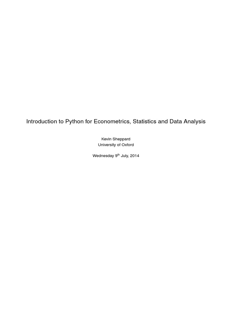 Introduction Python Econometrics Statistics Data Analysis Pdf Pdf
