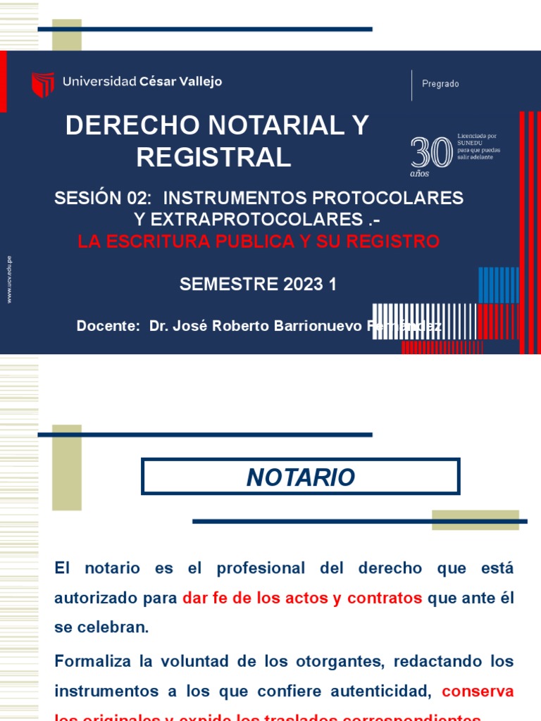 Derecho Notarial Y Registral: Sesión 02: Instrumentos Protocolares Y Extraprotocolares ...
