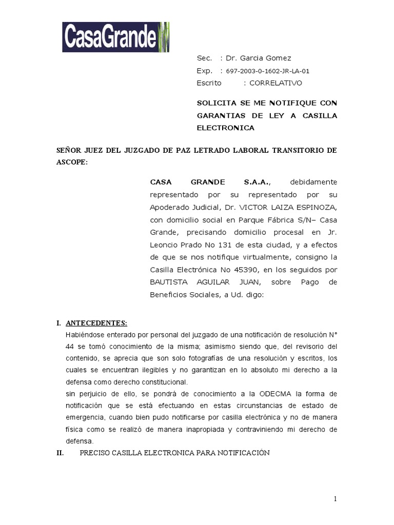 Solicito Se Me Notifique Conforme A Ley | PDF | Principios éticos ...