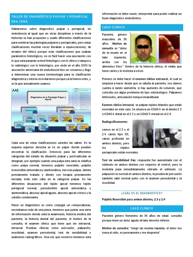 Taller DX Clinico Pulpar y Periapical 2022 PDF | Descargar gratis PDF | Diagnostico medico ...