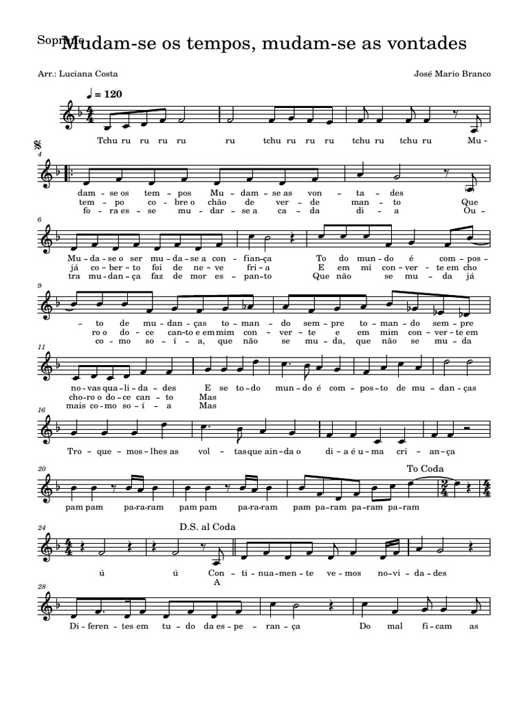 Mudam-Se Os Tempos, Mudam-Se As Vontades-Soprano | PDF