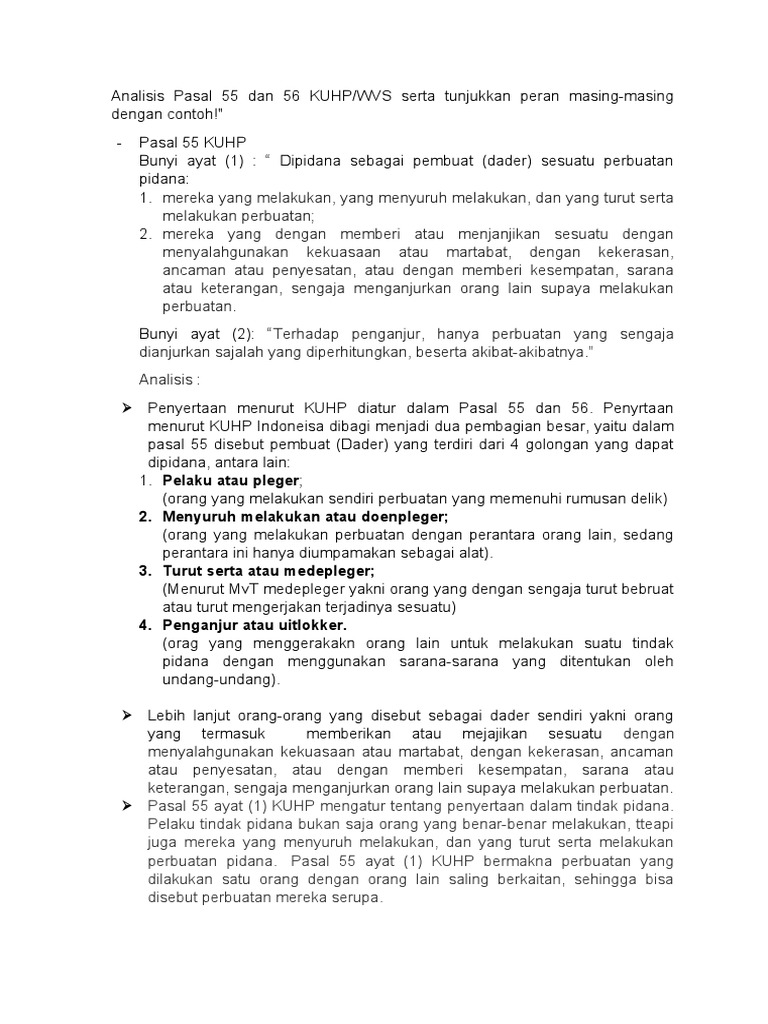 Analisis Pasal 55 dan 56 KUHP | PDF