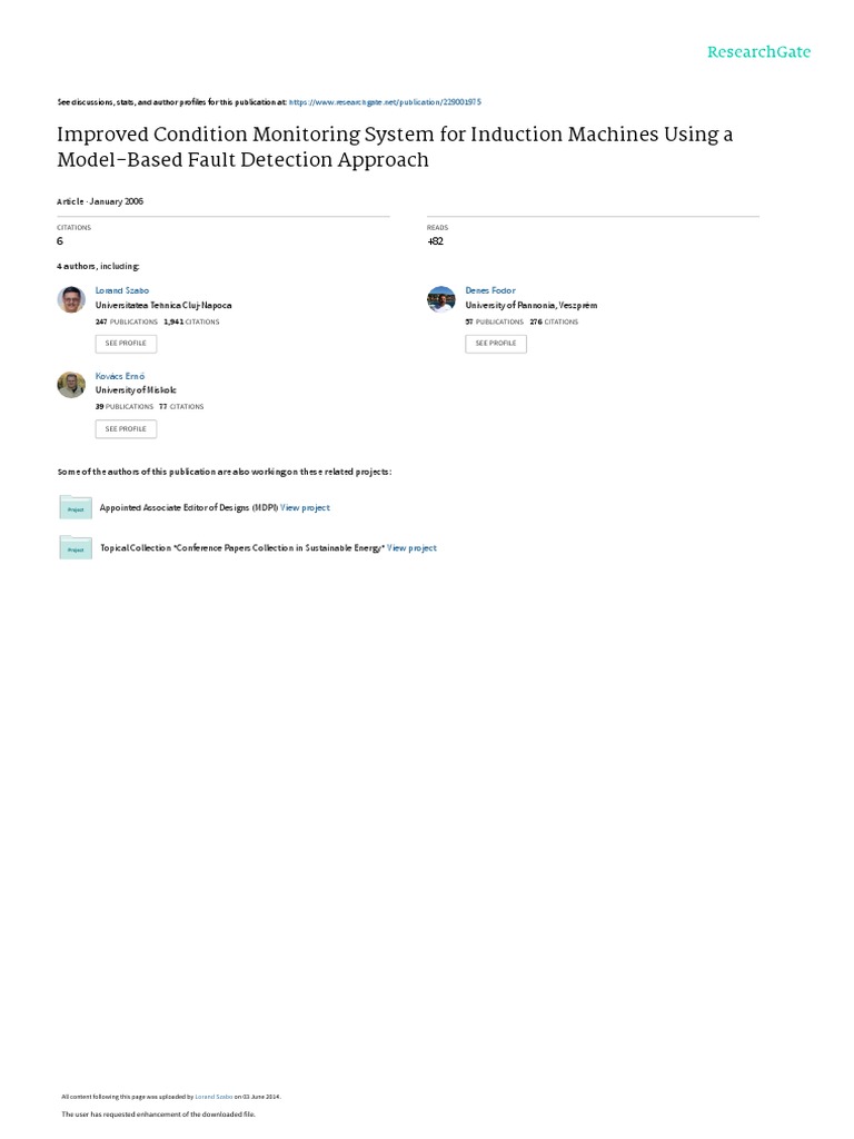 Improved Condition Monitoring System For Induction | PDF | Electric ...