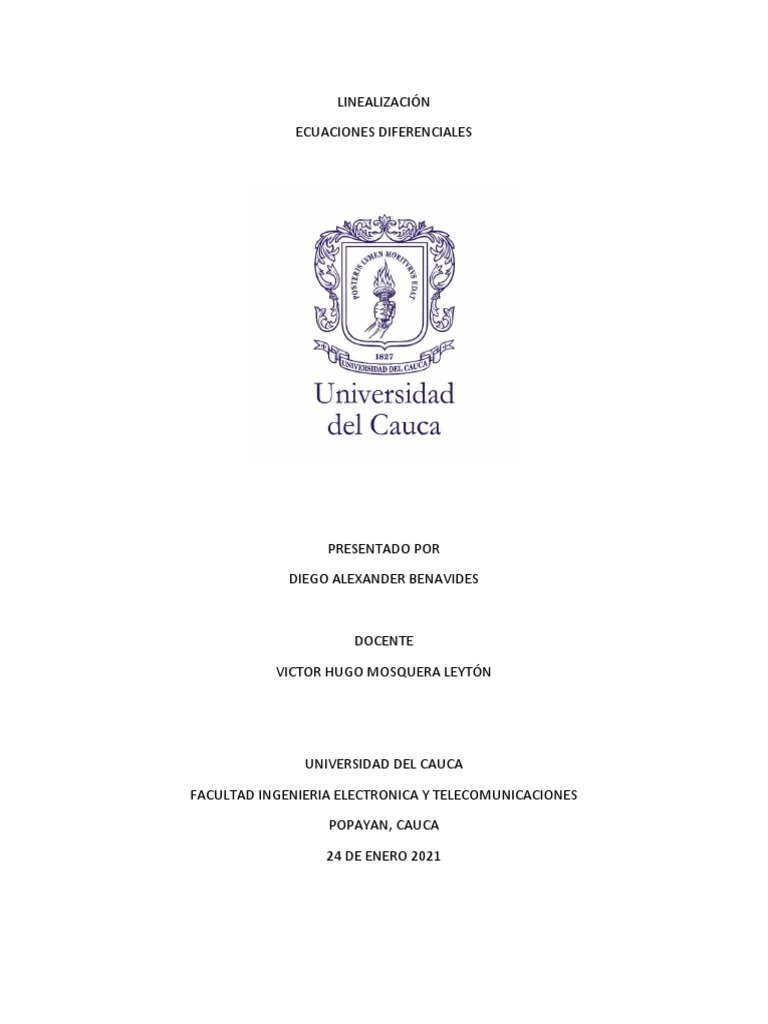 LINEALIZACIÓN | PDF | Ecuaciones | Sistema de ecuaciones lineales