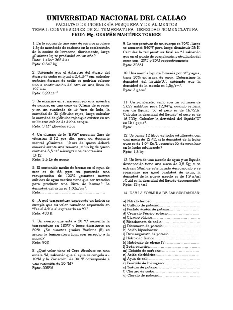 Practica 1 de Quimica - Conversiones | PDF | Agua | Densidad