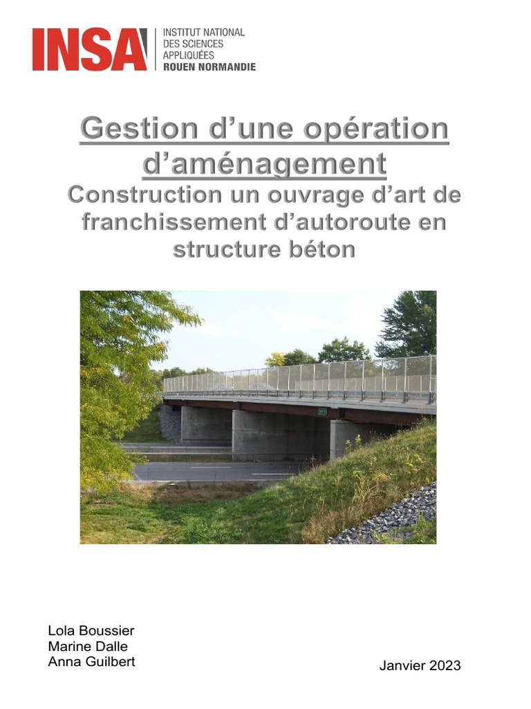 Rapport D'une Opération D'aménagement D'un Ouvrage D'art de ...