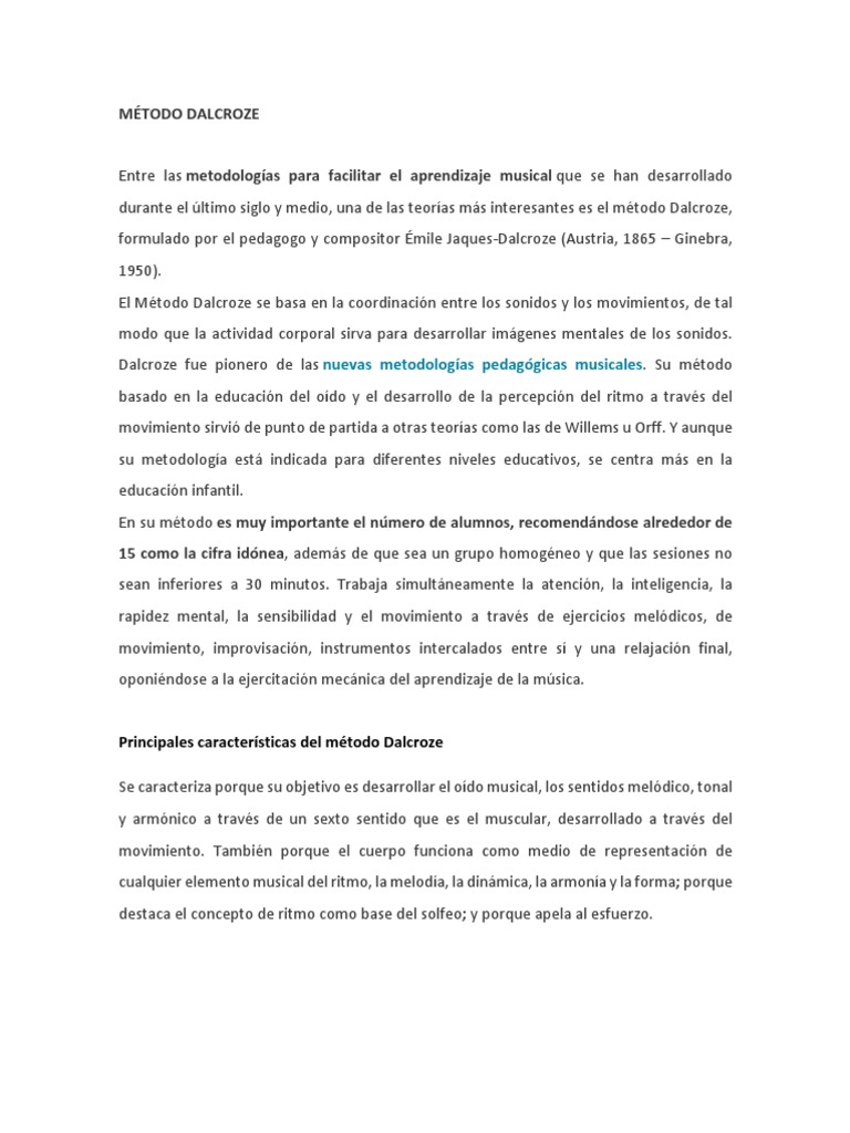Dalcroze PDF | PDF | Ritmo | Aprendizaje