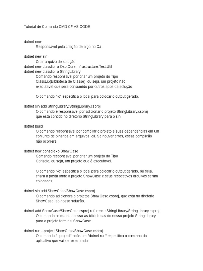 Tutorial De Comando Cmd C Vs Code Pdf C Sharp Linguagem De 5234