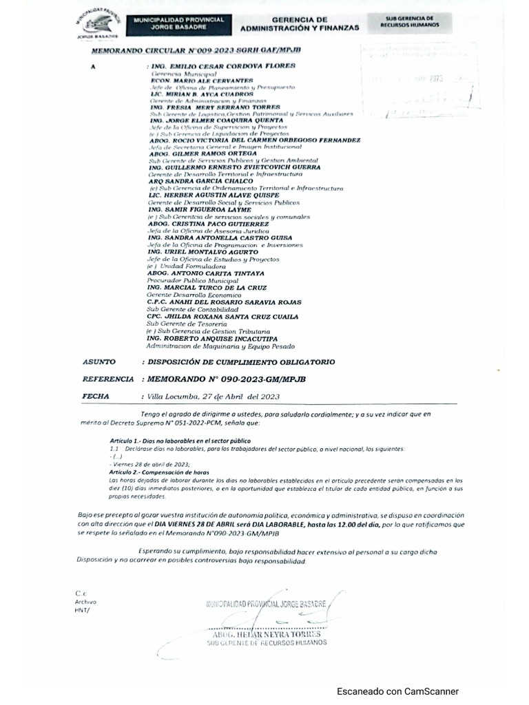 Ejemplo Memorandum | PDF