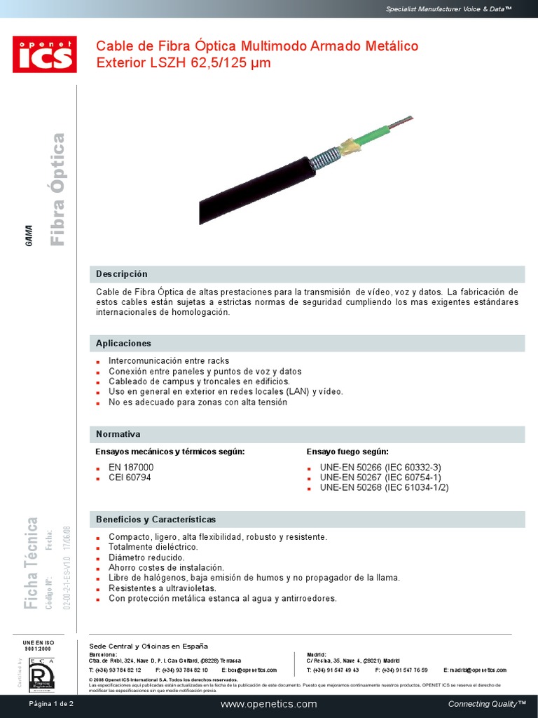 p444 Openetics Cable Fo Multimodo Armado Metalico Exterior LSZH 62 5 ...