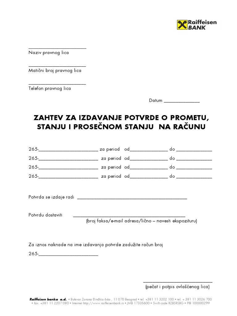 Zahtev Za Izdavanje POTVRDE - PROMET | PDF